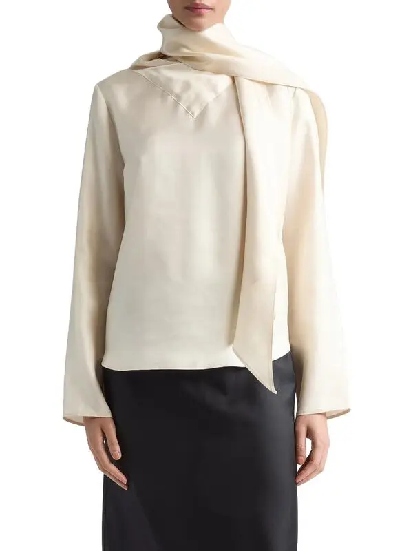 Loulou De Saison Gala Silk Crepe Top - Ivory