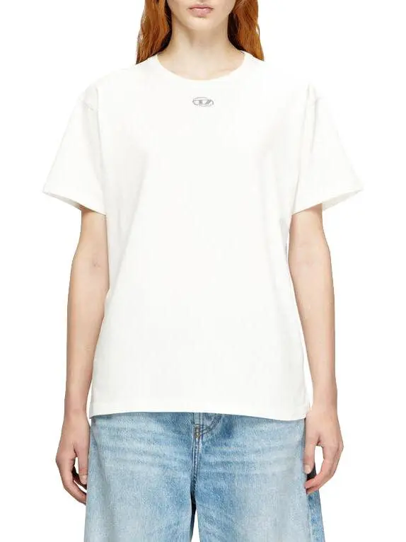 DIESEL® Metallic Oval D Cutout T-shirt - Off/white
