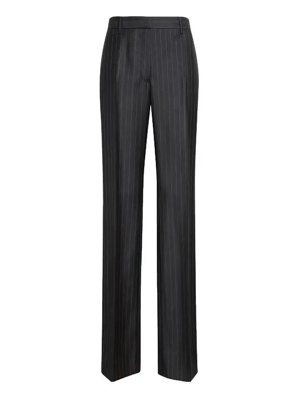 TOM FORD Pinstripe Wool Grain De Poudre Tailored Trousers - Black