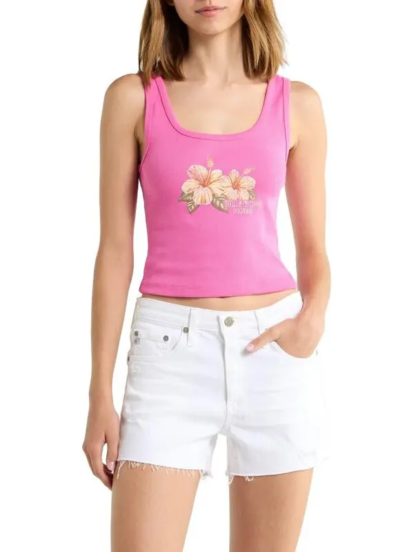 BILLABONG Tropical Floral Cotton Tank - Guava