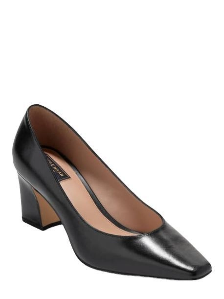 Cole Haan Blanche Block Heel Pumps - Black Leather