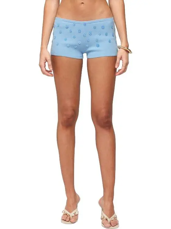 EDIKTED Button Detailed Cotton Knit Shorts - Light-blue
