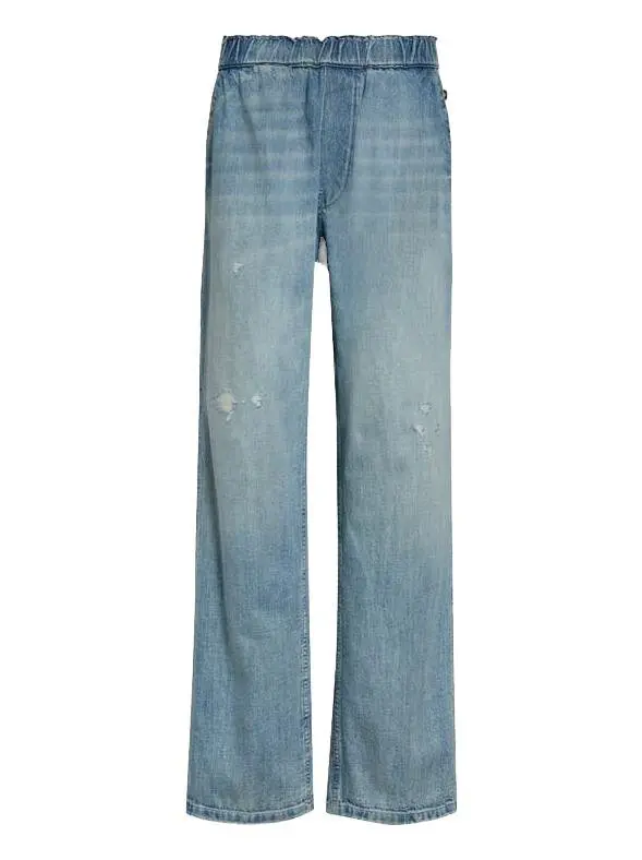 MAISON MARGIELA Distressed Frayed Waist Wide Leg Jeans - Blue