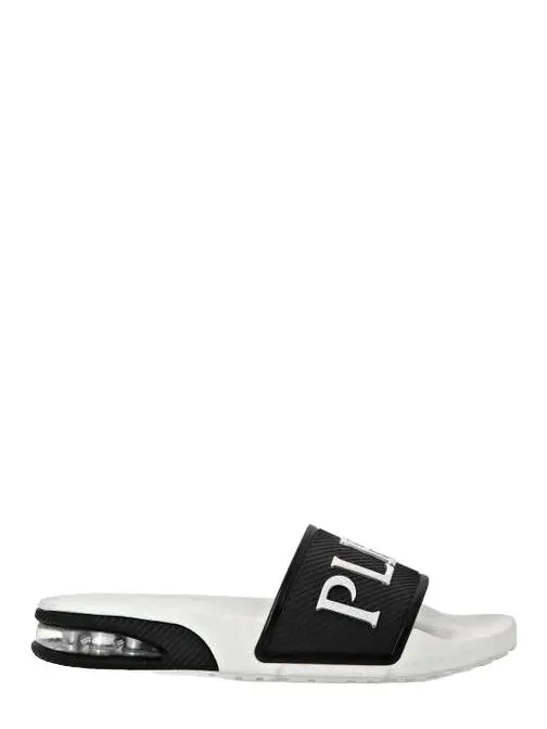 PLEIN SPORT Gummy Slides With Logo Detailing - White/black