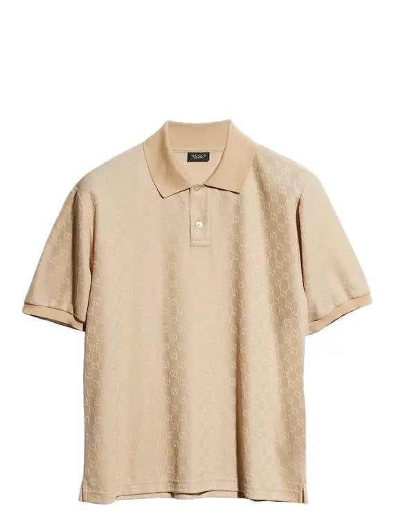 Gucci Gg Jersey Polo Shirt - Beige
