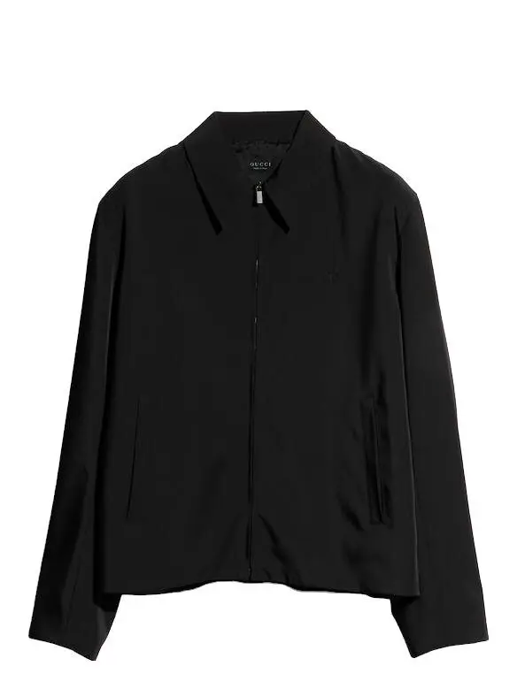 Gucci Stretch Polyester Zip Jacket With Embroidery - Black