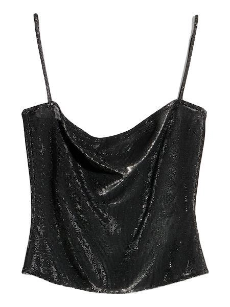 Gucci Fluid Lamé Jersey Top With Iridescent Effect - Black