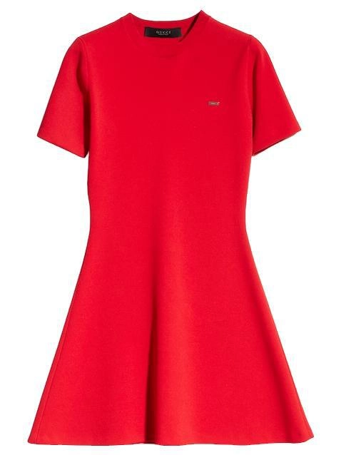 Gucci Fine Matte Viscose Flared Dress - Red