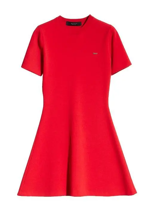 Gucci Fine Matte Viscose Flared Dress - Red