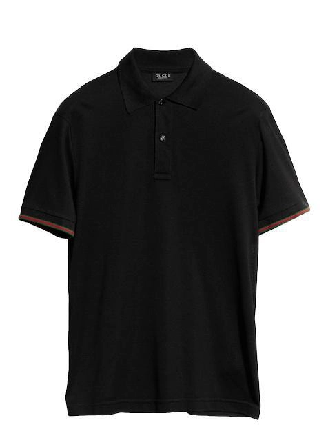 Gucci Silk Jersey Polo Shirt With Web - Black