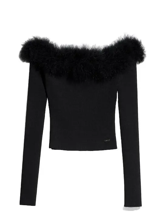 Gucci Rib Viscose Off-the-shoulder Top - Black