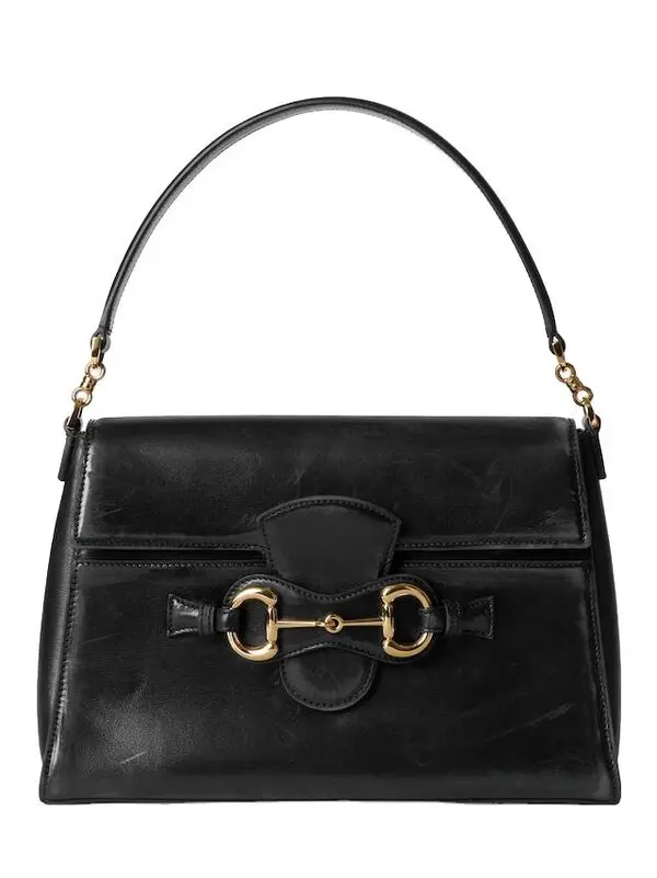 Gucci Horsebit Duomo Medium Top Handle Bag In Leather - Black