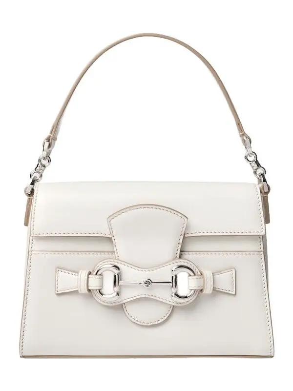 Gucci Horsebit Duomo Small Top Handle Bag In Leather - White