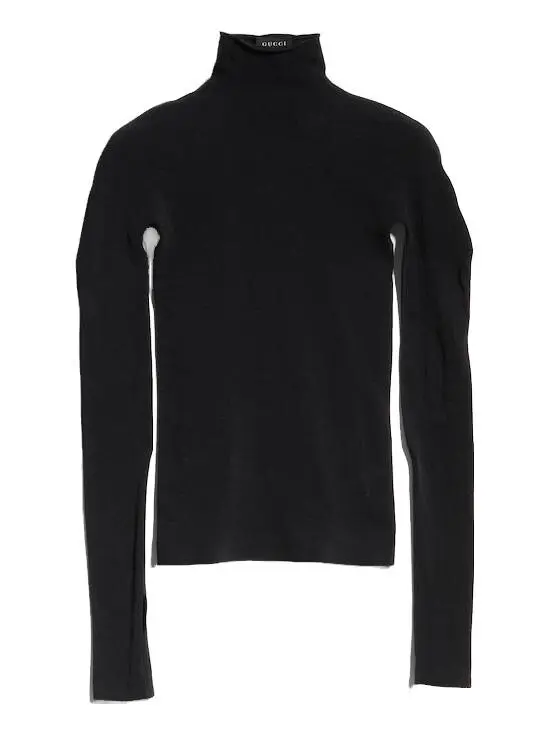 Gucci Seamless Stretch Nylon Jersey Turtleneck Top - Black