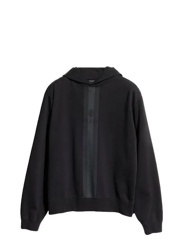 Gucci Cotton Hooded Sweatshirt With Muted Web Detail - Black