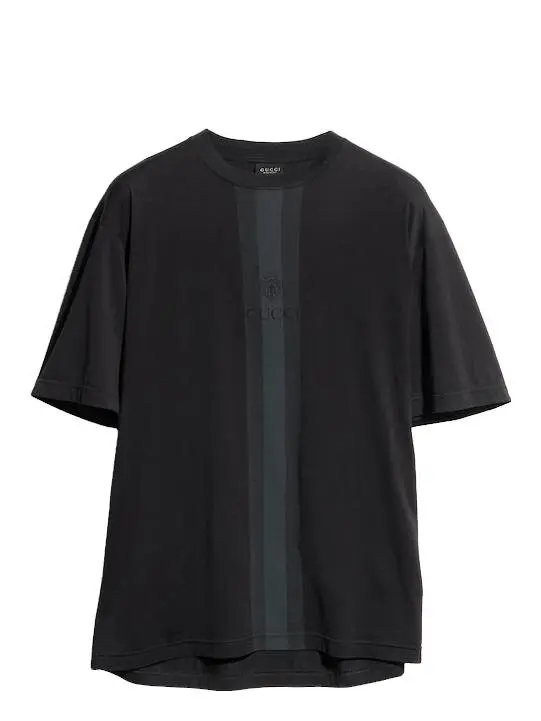 Gucci Cotton T-shirt With Muted Web - Black