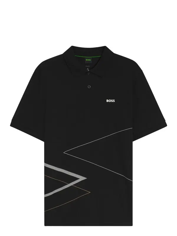 BOSS Pima Cotton Polo Shirt With Placed Print - Black