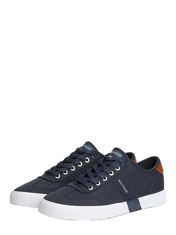 Tommy Hilfiger Canvas Low-top Sneakers With Cushioned Footbed - Navy