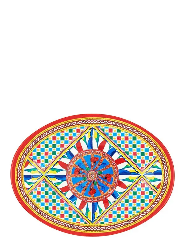 Dolce & Gabbana Oval Lacquered Tray With Vibrant Print - Multicolor