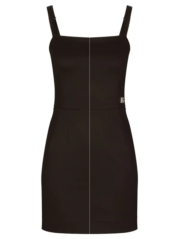 Dolce & Gabbana Milano Rib Dress With Dg Logo - Black