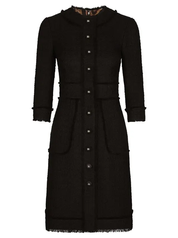 Dolce & Gabbana Raschel Tweed Midi Dress - Black