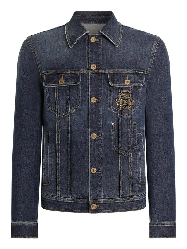 Dolce & Gabbana Denim Jacket With Logo Patch - Multicolor