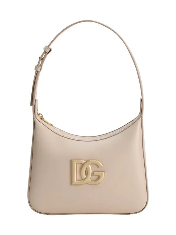 Dolce & Gabbana Calfskin Shoulder Bag With Dg Logo - Pink