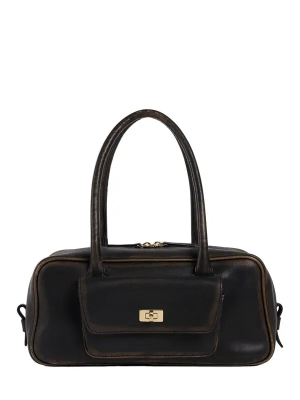 Sandro Ezmehralda Leather Bowling Bag - Brown