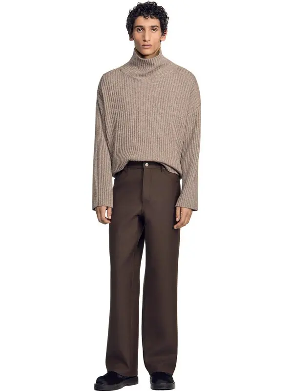 Sandro Straight-leg 5-pocket Trousers - Caramel