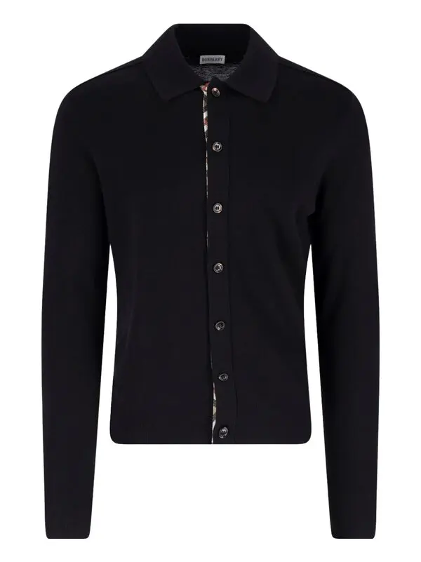 Burberry Check Detail Cardigan - Black