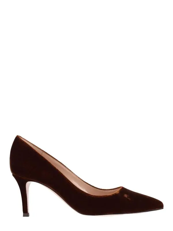 GIANVITO ROSSI 70" Velvet Pumps - Brown