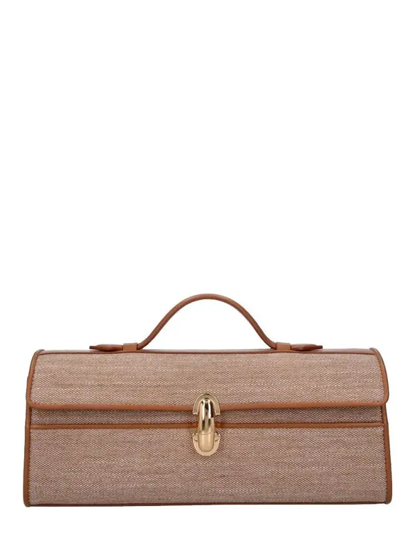 Savette Symmetry Slim" Pouch With Gold Tone Flap Closure - Brown