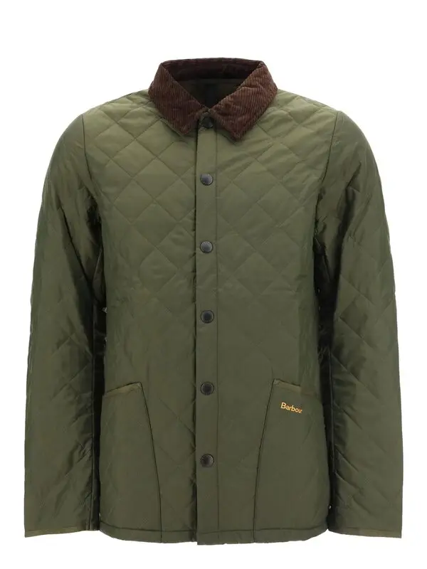 Barbour Heritage Quilt Jacket With Corduroy Collar - Green