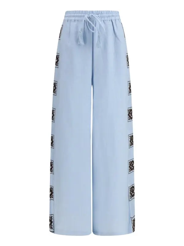 ALEMAIS Alémais Grace Pants With Embroidered Side Detail - Light Blue