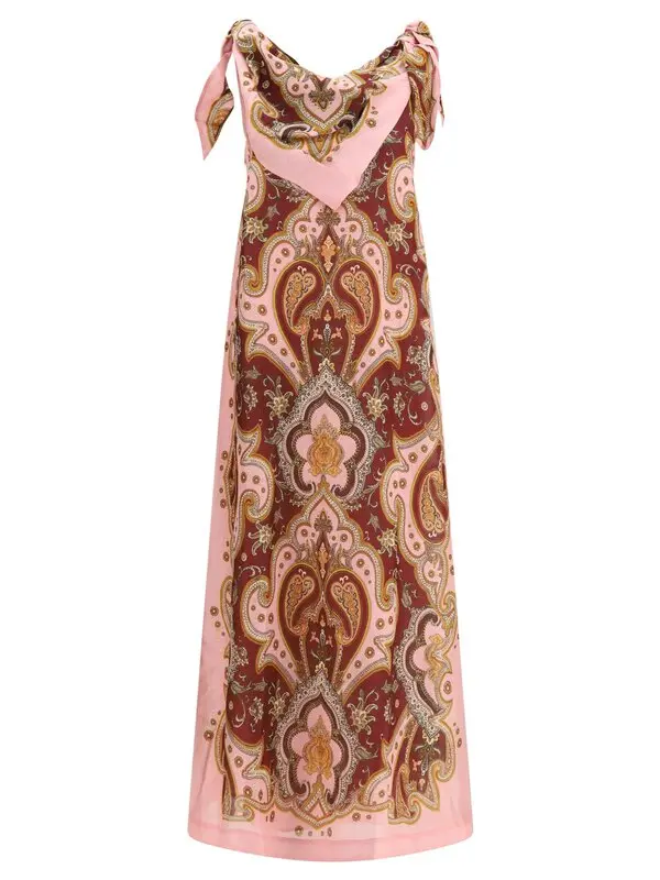 ALEMAIS Porter Linen-blend Maxi Dress With Bandana Detail - Multicolour