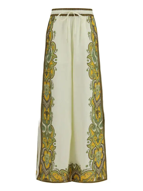 ALEMAIS Alemasis Porter Paisley Print Wide-leg Linen Pants - Cream