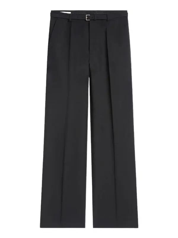 Dries Van Noten Belted Wool Bootcut Trousers - Black