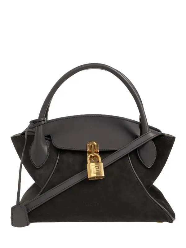 Balmain Double-handled Handbag With Padlock Detail - Grey