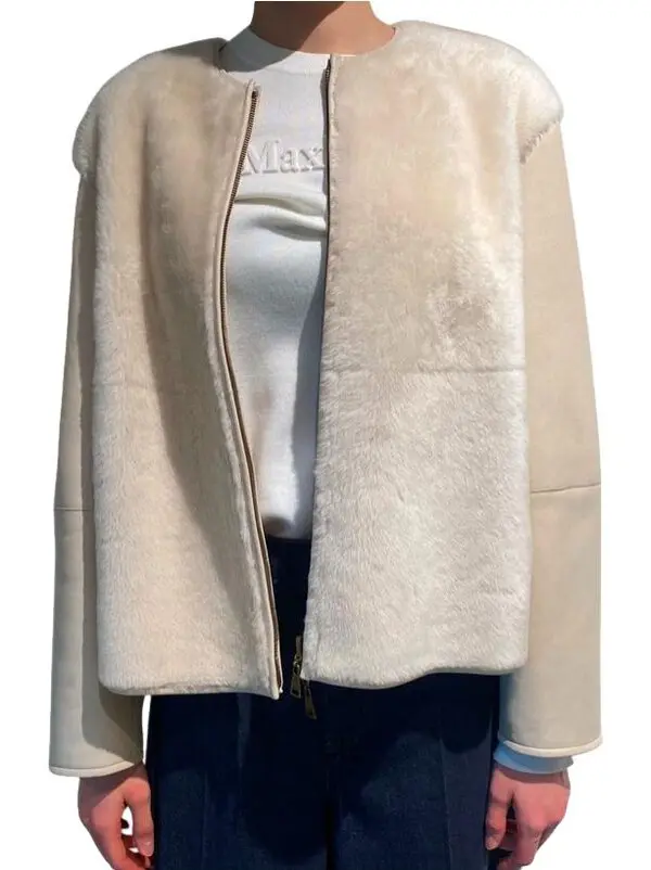 Max Mara Shearling Jacket With Zip Closure - Avena