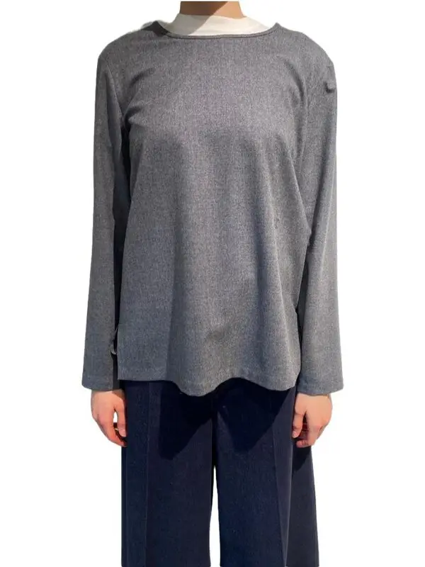 Max Mara Long-sleeved Boat Neck Top - Medium Grey
