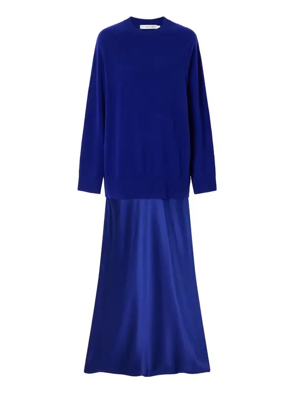 Christopher Esber Monument Cashmere And Silk-satin Maxi Dress - Blue