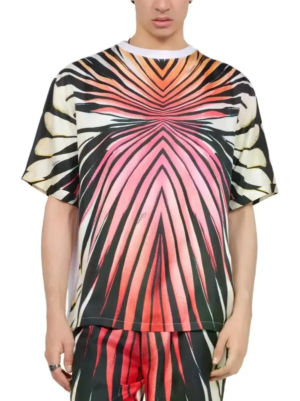 Roberto Cavalli Ray Of Paradise Abstract-print Panelled T-shirt - White