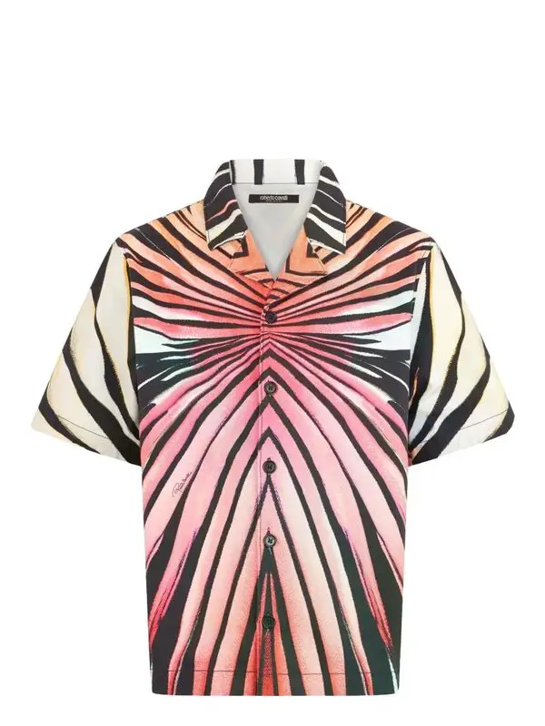 Roberto Cavalli Ray Of Paradise-print Short-sleeve Shirt - Pink