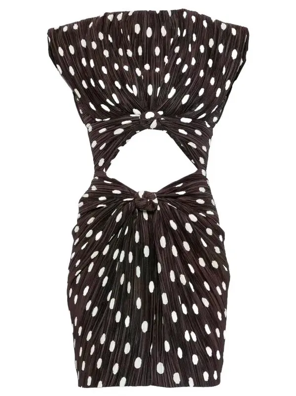 Cult Gaia Marilou Polka-dot Plissé Dress - Brown