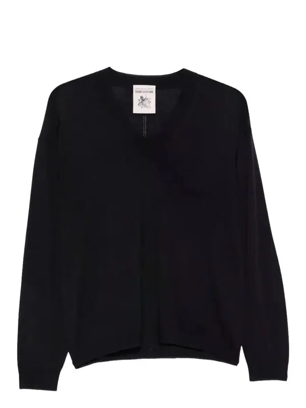 SEMICOUTURE V-neck Wool Sweater - Blue