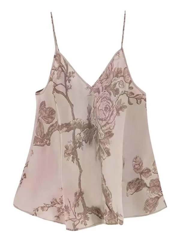 MES DEMOISELLES Floral V-neck Top - Pink
