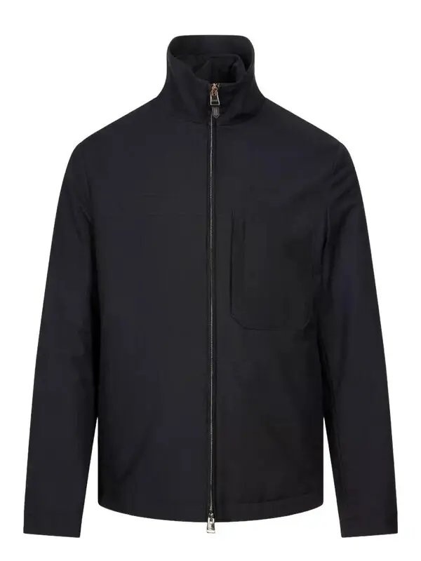 Canali High-neck Zip-up Jacket - Blue