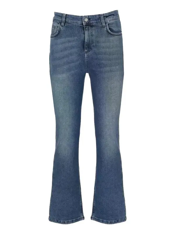 Marella Logo Patch Faded Jeans - Blue