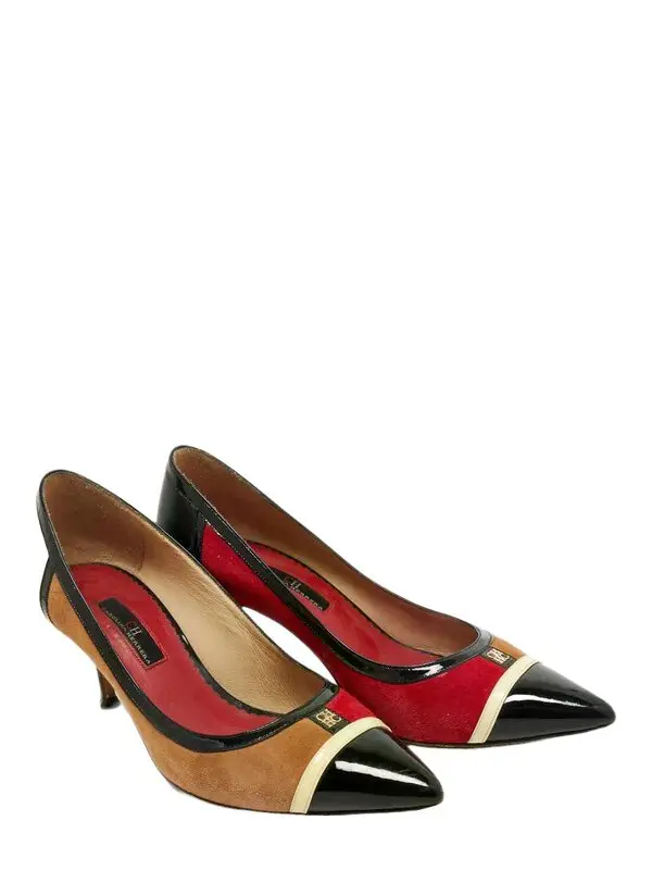 Carolina Herrera Tricolour Suede Pumps - Brown