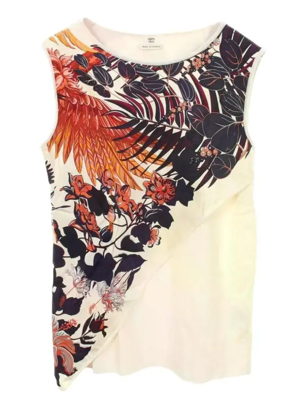 Hermès Sleeveless Floral Print Silk Tank Top - Neutrals